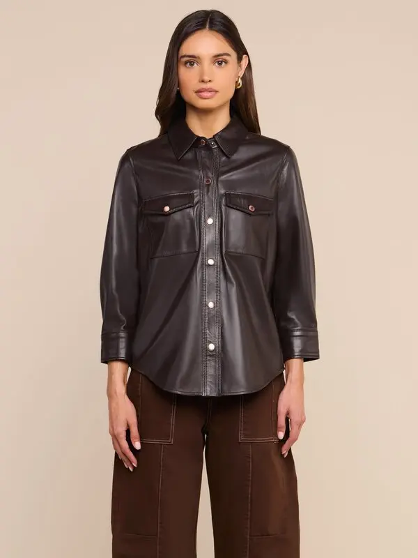 L'Agence Avina Leather Shirt