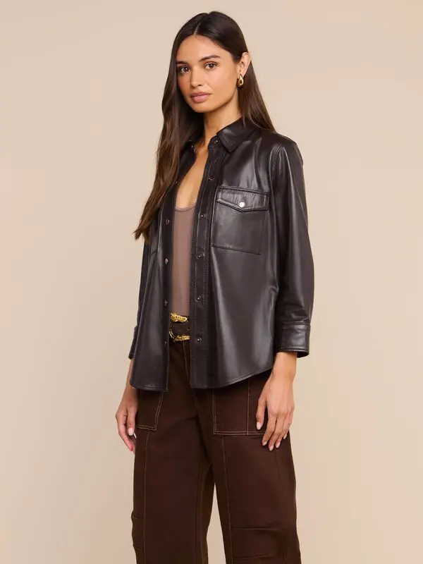 L'Agence Avina Leather Shirt