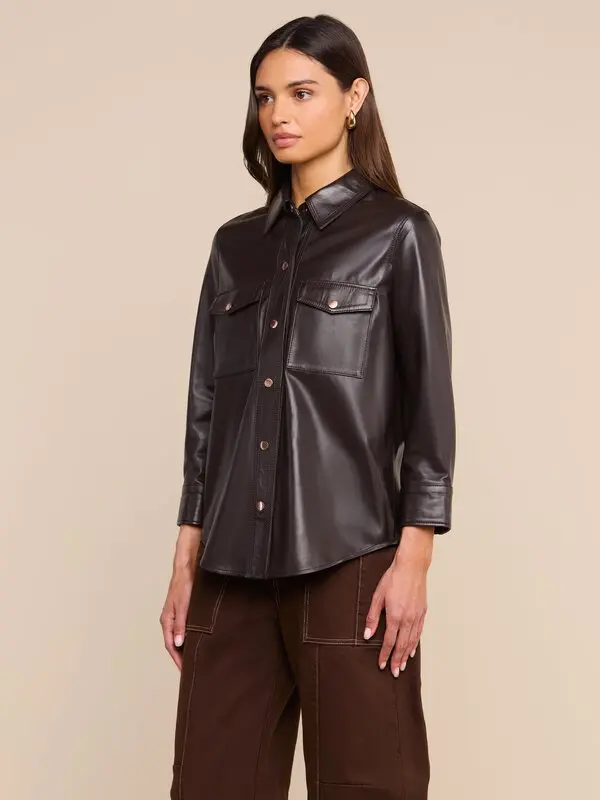L'Agence Avina Leather Shirt