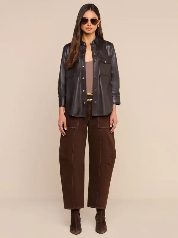 L'Agence Avina Leather Shirt