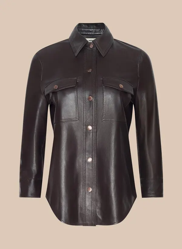 L'Agence Avina Leather Shirt