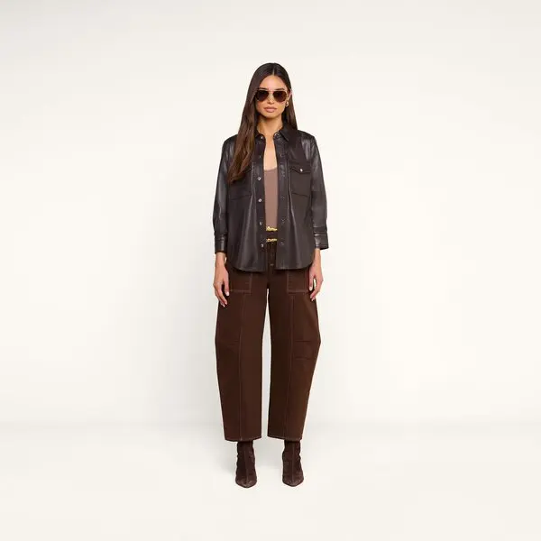 L'Agence Avina Leather Shirt - Coffee Bean