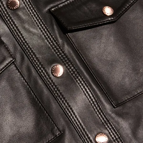 L'Agence Avina Leather Shirt - Coffee Bean