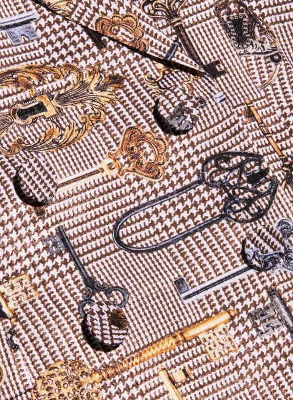 L'Agence Aven Wrap Blazer With Antique Key Print