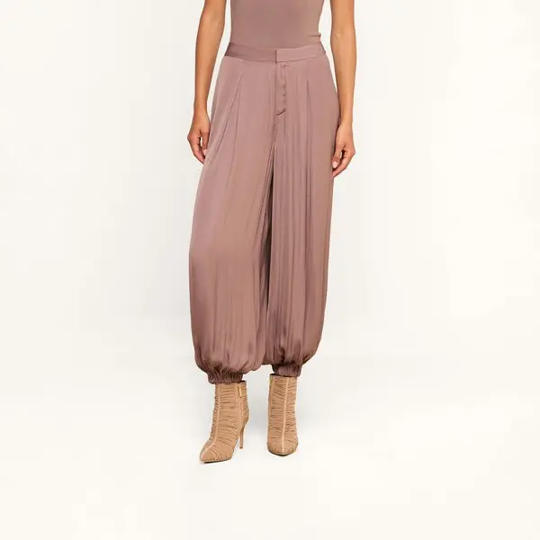 L'Agence Palmer Satin High-rise Draped Pants