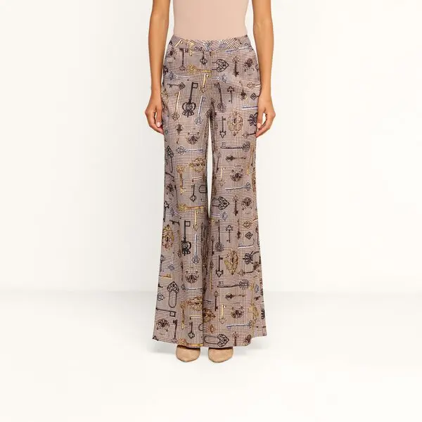L'Agence Pilar Wide-leg Pants In Houndstooth Key Print
