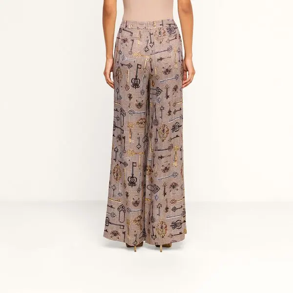L'Agence Pilar Wide-leg Pants In Houndstooth Key Print