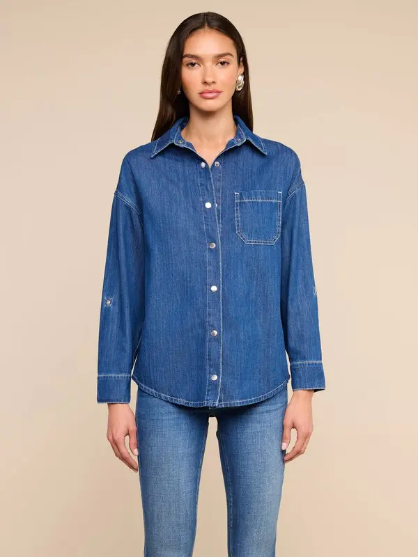 L'Agence Jorah Oversized Featherweight Denim Shirt