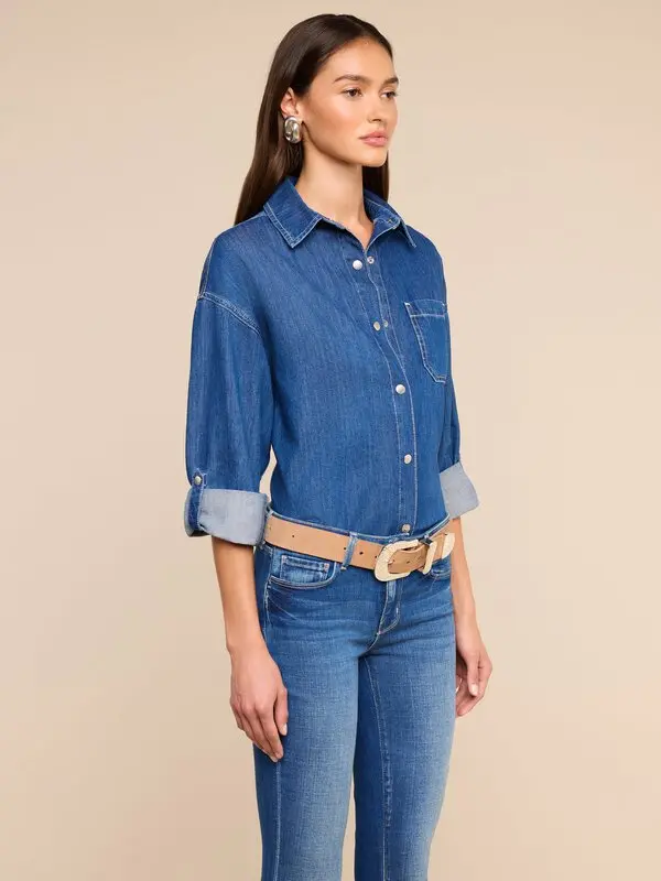 L'Agence Jorah Oversized Featherweight Denim Shirt