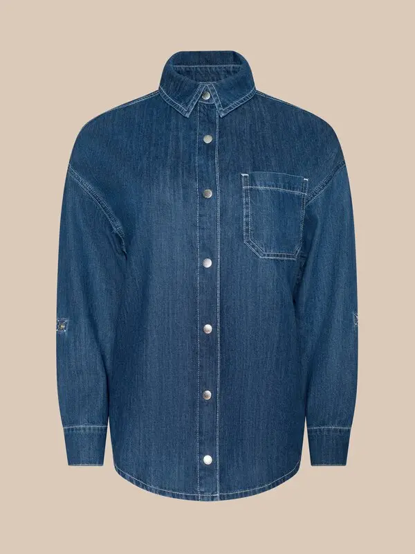 L'Agence Jorah Oversized Featherweight Denim Shirt