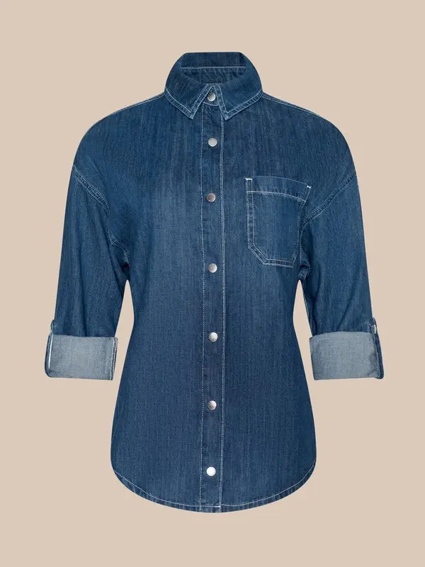 L'Agence Jorah Oversized Featherweight Denim Shirt