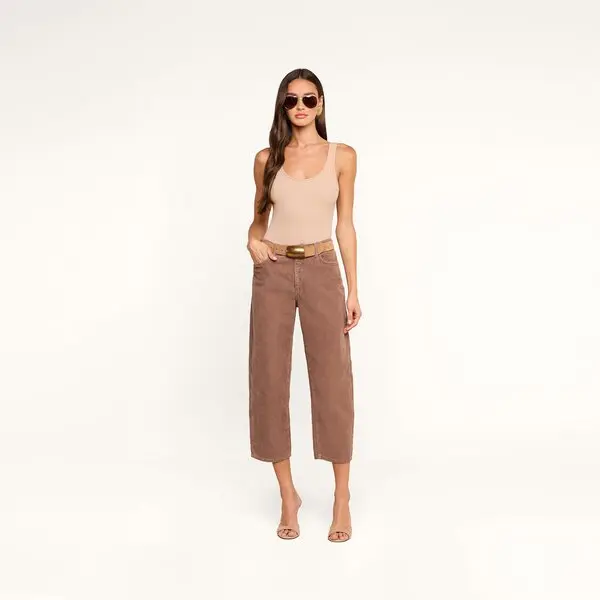 L'Agence Mallis Corduroy Bow-leg Pants - Cardamom