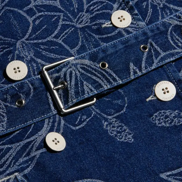 L'Agence Bradley Floral Jacquard Denim Trench Coat