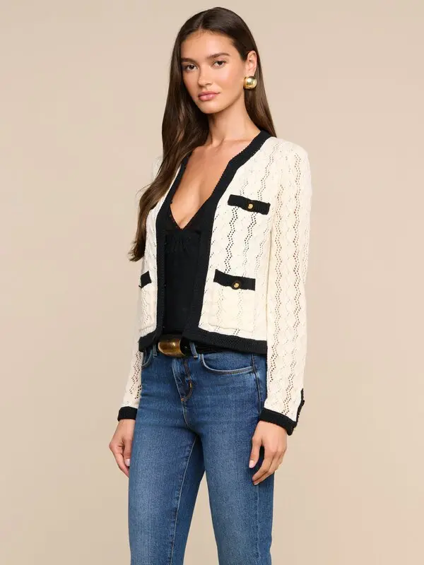L'Agence Zephyra Pointelle Knit Cardigan