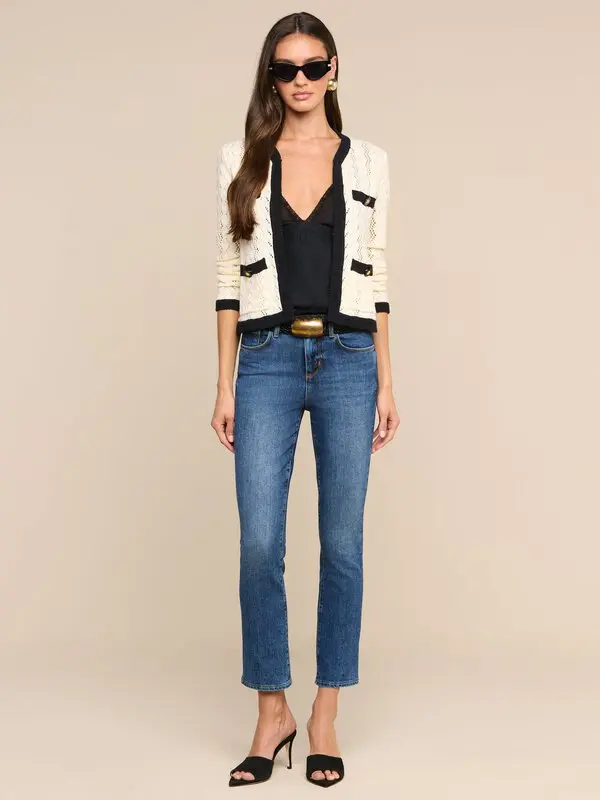 L'Agence Zephyra Pointelle Knit Cardigan