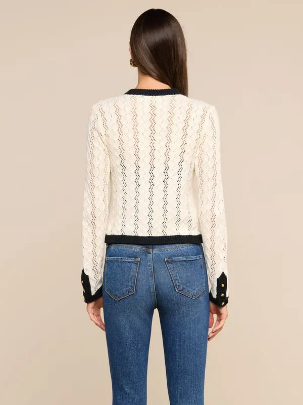 L'Agence Zephyra Pointelle Knit Cardigan