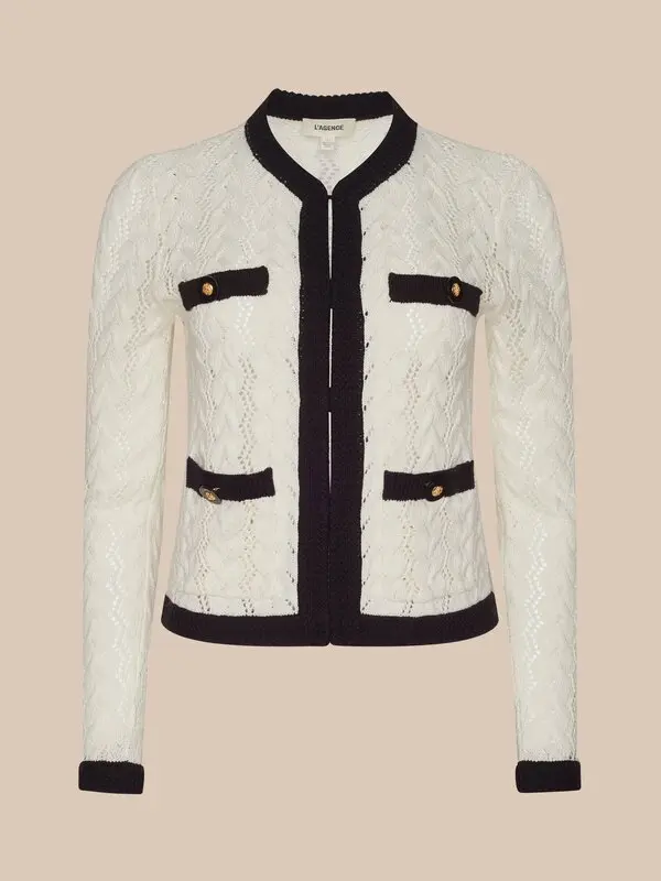 L'Agence Zephyra Pointelle Knit Cardigan