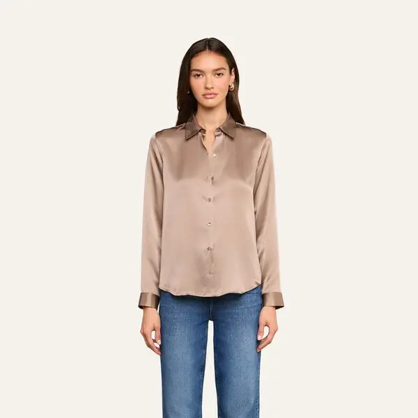 L'Agence Tyler Silk Blouse Top - Light Cardamom