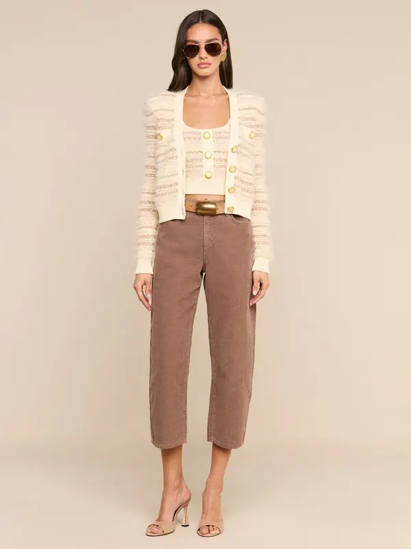 L'Agence Galene Cropped Knit Tank - Ecru/natural Multi