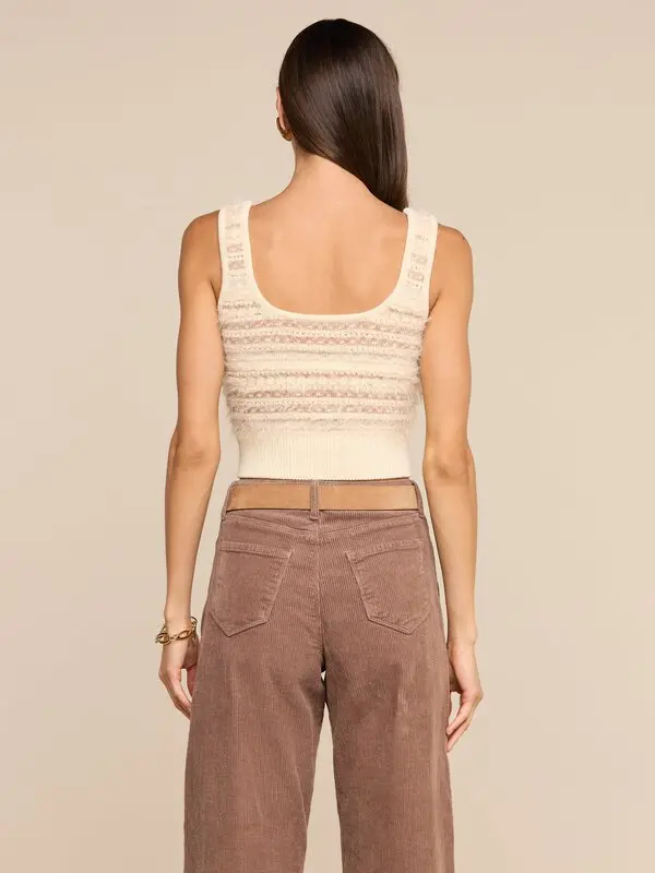 L'Agence Galene Cropped Knit Tank - Ecru/natural Multi