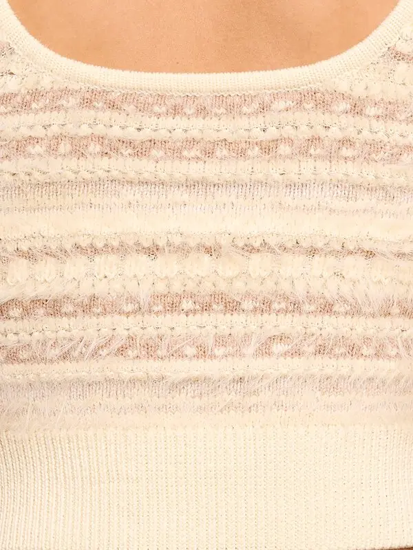 L'Agence Galene Cropped Knit Tank - Ecru/natural Multi