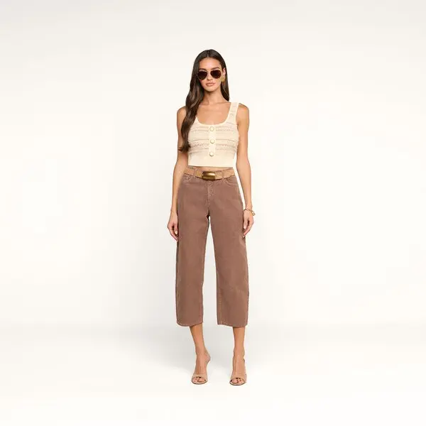L'Agence Galene Cropped Knit Tank - Ecru/natural Multi