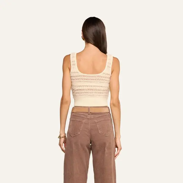 L'Agence Galene Cropped Knit Tank - Ecru/natural Multi