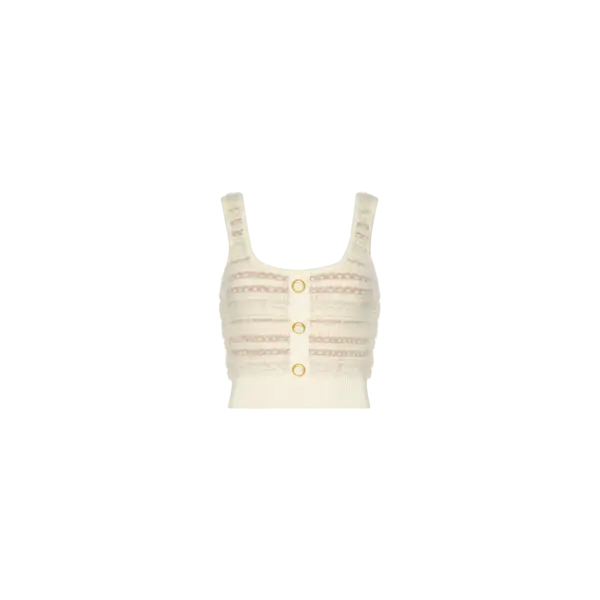 L'Agence Galene Cropped Knit Tank - Ecru/natural Multi