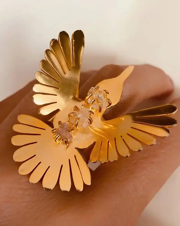 LINA HERNÁNDEZ Amethyst & Rose Quartz Hummingbird Ring
