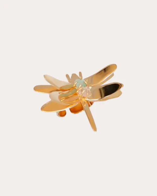 LINA HERNÁNDEZ Amethyst & Rose Quartz Sara Dragonfly Ring - Gold