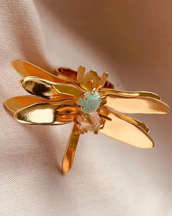 LINA HERNÁNDEZ Amethyst & Rose Quartz Sara Dragonfly Ring