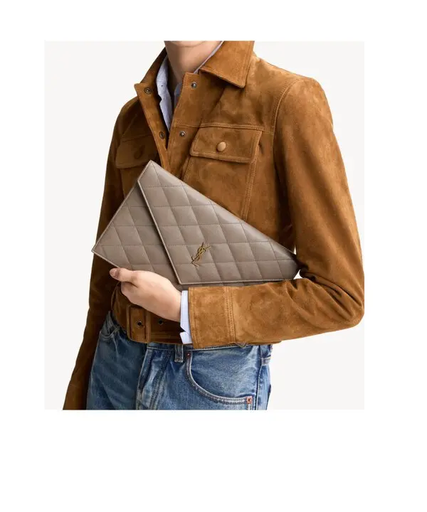 Saint Laurent Paris Pouch In Grain De Poudre Leather