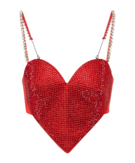 AREA Embellished Wool Crop Top