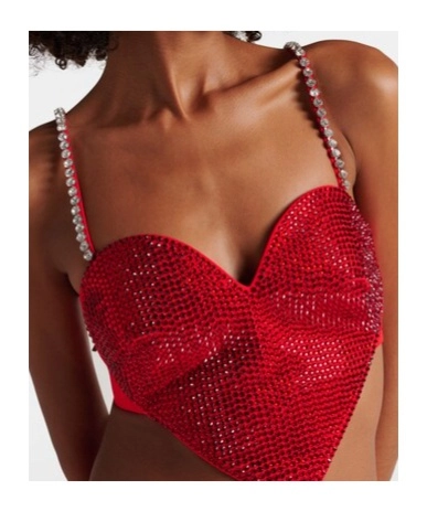 AREA Embellished Wool Crop Top
