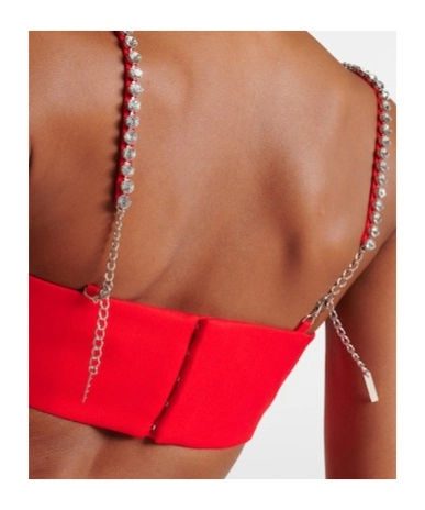 AREA Embellished Wool Crop Top
