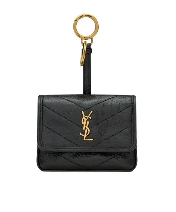 Saint Laurent Niki Charm Pouch In Vintage Leather - Black