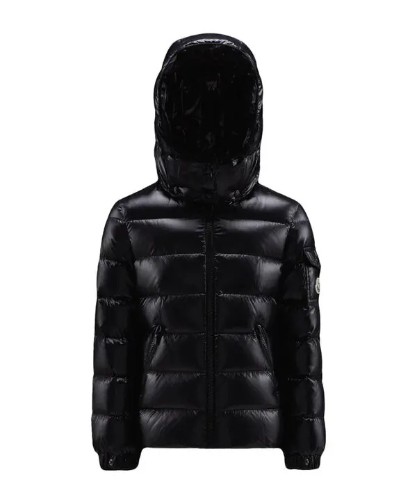 Moncler Logo Patch Hooded Down Jacket - Black