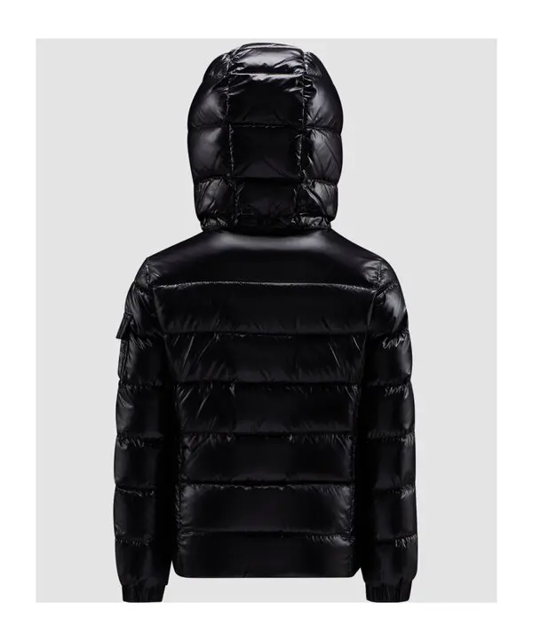 Moncler Logo Patch Hooded Down Jacket - Black