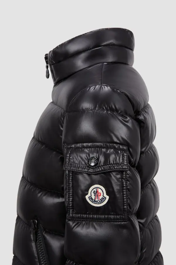 Moncler Logo Patch Hooded Down Jacket - Black