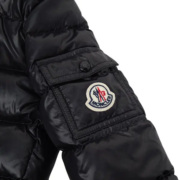Moncler Logo Patch Hooded Down Jacket - Black
