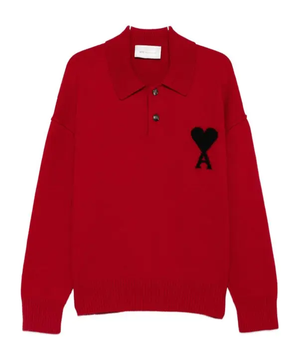 AMI Paris Logo Detail Sweater - Red