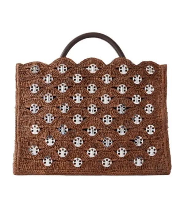 Rabanne 1969 Disc-embellished Raffia Tote Bag