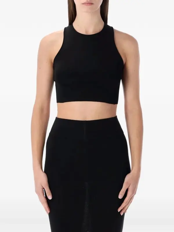 Rick Owens Cropped Crew Neck Tank Top - Nero