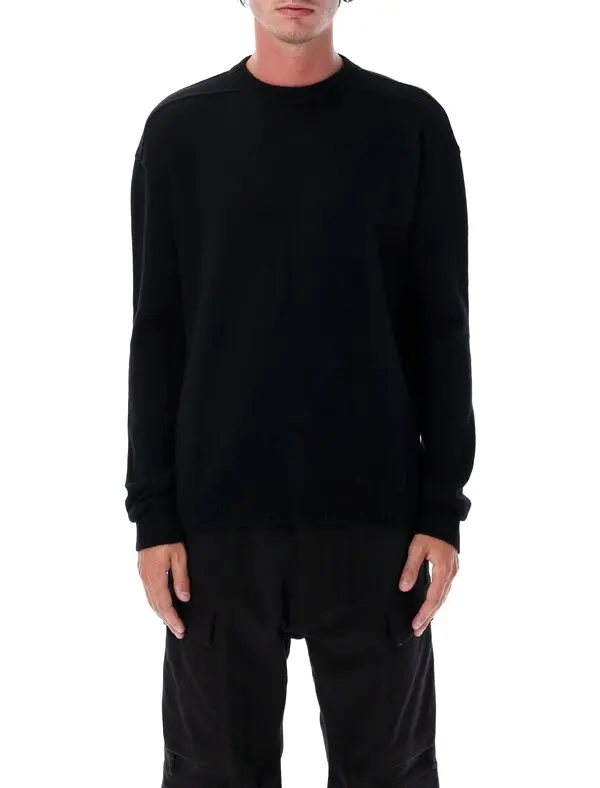 Rick Owens Cashmere Crewneck Sweater With Level Seam And Side Slits - Nero