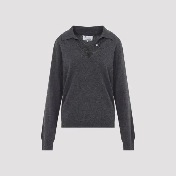 MAISON MARGIELA Twist Lambswool Polo Shirt - Grey
