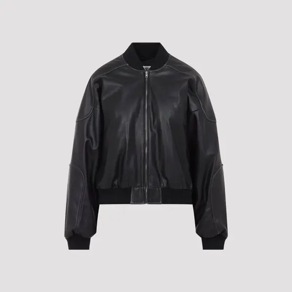MAISON MARGIELA Faux Leather Bomber Jacket - Black