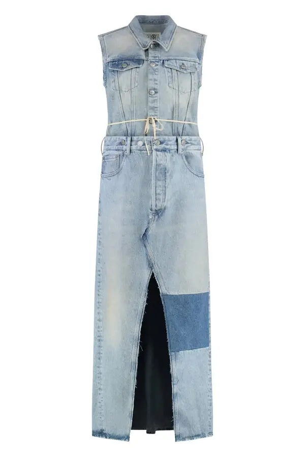 MAISON MARGIELA Mini Dress With Removable Skirt & Waist Belt - Denim