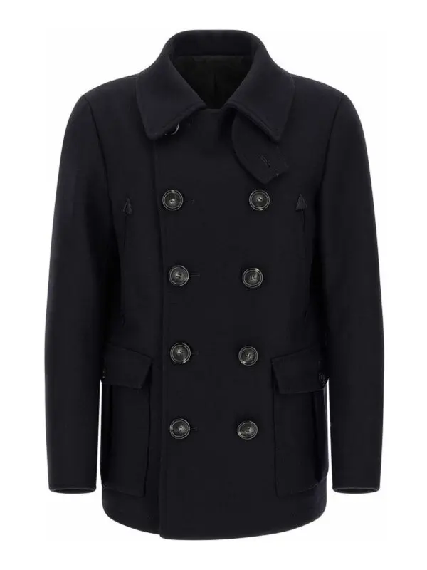 Dsquared2 Double-breasted Peacoat With Notched Lapel - Navy