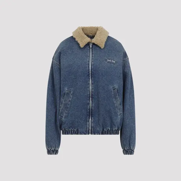 Miu Miu Cotton Bomber Blouson Jacket - Blue
