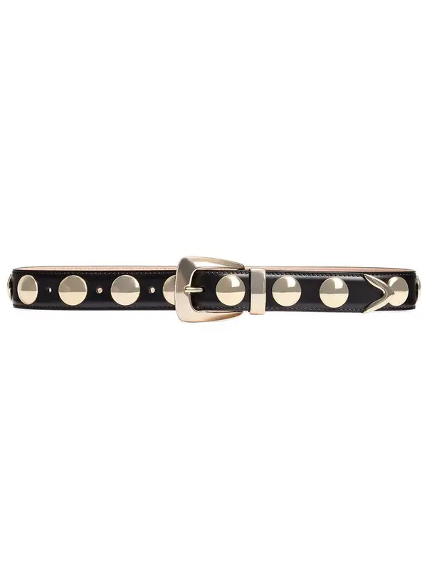 Khaite Studded Leather Belt With Adjustable Buckle - Nero